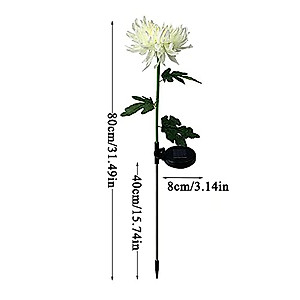 Emptystar Solar Light - Chrysanthemum Solar Light Outdoor Waterproof Artificial Flowers Solar Lights Garden Decoration Lamp Solar Powered with Metal Pole for Garden Yard, White