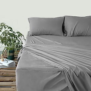 Extra Deep Pocket Full Sheet Set - Breathable & Extra Soft - Deep Pockets Full Size Sheet Sets - Easy Fit 16in to 24in Mattress - 4 Piece Set - Grey Bed Sheets Set