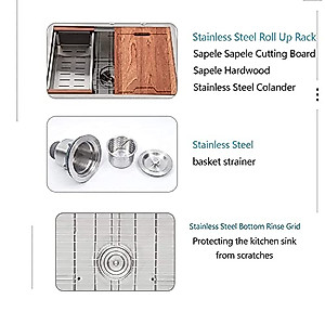 36 Farmhouse Sink Stainless Steel - Lordear 36 inch Kitchen Sink Apron Front Ledge Workstation 16 Gauge Stainless Steel Single Bowl Luxury Farm Sink Basin