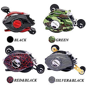 New UP 200kg Max Drag Fishing Reels 18+1BB Baitcasting Fishing Reel Magnetic Brake Baitcaster Fishing Reel for Saltwater Freshwater Fishing (red & Black, Left Hand)