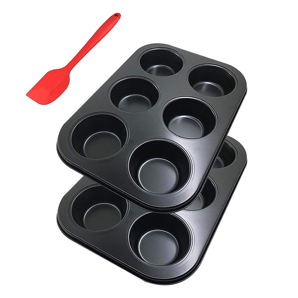 SourceTon 6-Cup Metal Muffin Mold Bonus with Spatula, 3 pcs pack of Muffin Mold