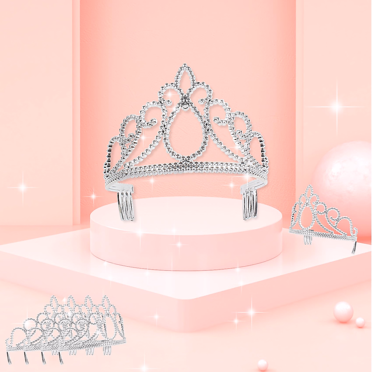 XiangGuanQianYing 12 Pieces Dress up Crowns Princess Crowns and Tiaras Dress up Costume Party Favor Accessories Silver Tiaras for Little Girls for Kids Wedding Prom Birthday Party
