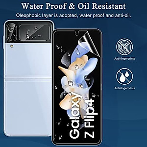 [2 Sets 6 Pack] WYQLTD for Samsung Galaxy Z Flip 4 Screen Protector,Internal Flexible EPU Screen Protector and Tempered Glass Camera Lens Protector, Scratch Resistant, High Definition Bubble Free