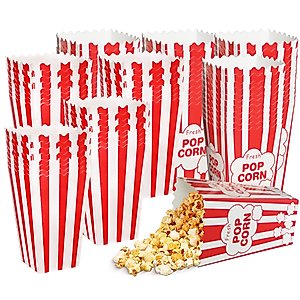 100 Count Mini Popcorn Boxes for Movie Night,Individual Candy Snack Containers Popcorn Bags for Party,Nostalgic Red & White Striped Cardboard Popcorn Holders for Carnival Birthday Wedding Decorations