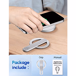 Miss Arts Magnetic Phone Grip for MagSafe, Phone Ring Holder Kickstand, Phone Loop Finger Holder for iPhone 14/14 Pro/14 Pro Max/14 Plus & iPhone 13/12 Series, Silver