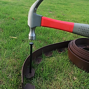 Landscape Edging,20ft Plastic No Dig Garden Edging with 20 Stakes,Lawn Edging for Lawn,Yard,Flower Gardens Border (Brown-20FT)