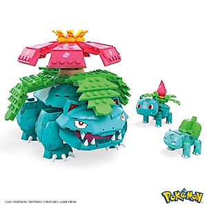 MEGA Pokémon Action Figure Building Toys, Bulbasaur Evolution Set with 622 Pieces, 3 Poseable Characters, Bulbasaur and Venusaur, for Kids