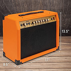 LyxPro 40 Watt Electric Guitar Amplifier | Solid State Studio Amp with 8” 4-Ohm Speaker, Custom EQ Controls, Drive, Delay, ¼” Passive/Active/Microphone Inputs, Aux in & Headphone Jack - Sunburst