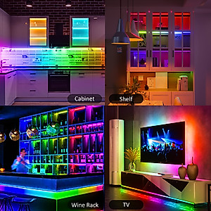 Benreom 3 Pcs RGB Under Cabinet Lights Kit, Smart App and Remote Control Under Cabinet Lighting, Dimmible Under Counter Lights for Kitchen, Plug in LED Lights for Cabinet, Counter, Workbench, Desk