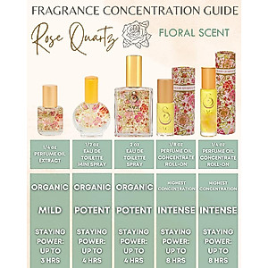 Rose Quartz Organic Perfume Oil Extract Roll-On by Sage- 1/4 oz, Vegan & Cruelty-Free, Floral Scent, Rose Damask, Honeysuckle, Jasmine