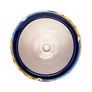 Enchanted Talavera Ceramic Succulent Pot Small Flower Planter Cactus Bonsai Pot W/Drainage & Hanging Holes Home Garden Office Desk Décor Gift (Small 4.5" x 4", Cobalt)