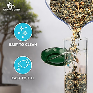 Gray Bunny Metal Bird Feeder, 4-Port Wild Bird Feeders for Outdoors Hanging, Heavy Duty Chew-Proof and Rust-Proof Tube Feeder, 15 Inches