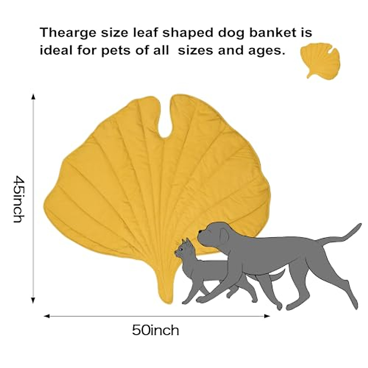 Dropshipful Cat Dog Blanket, Leaf Blanket Shaped Cushion Household Pet Blanket, 3D Yellow Leaves Blanket for Dog Bed and Cat Bed, Couch, Sofa