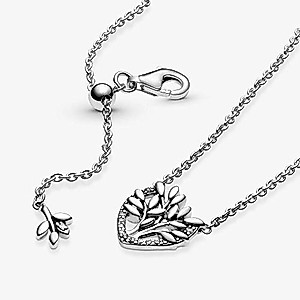 Pandora Jewelry Heart Family Tree Cubic Zirconia Necklace in Sterling Silver, 19.7", No Box