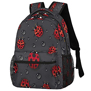 YPPAHHHH School Laptop Backpack Red Ladybugs for Girls Kids Boys Ladybugs Lightweight Bookbag Elementary College Travel Hiking Daypack Backpacks for Women Men