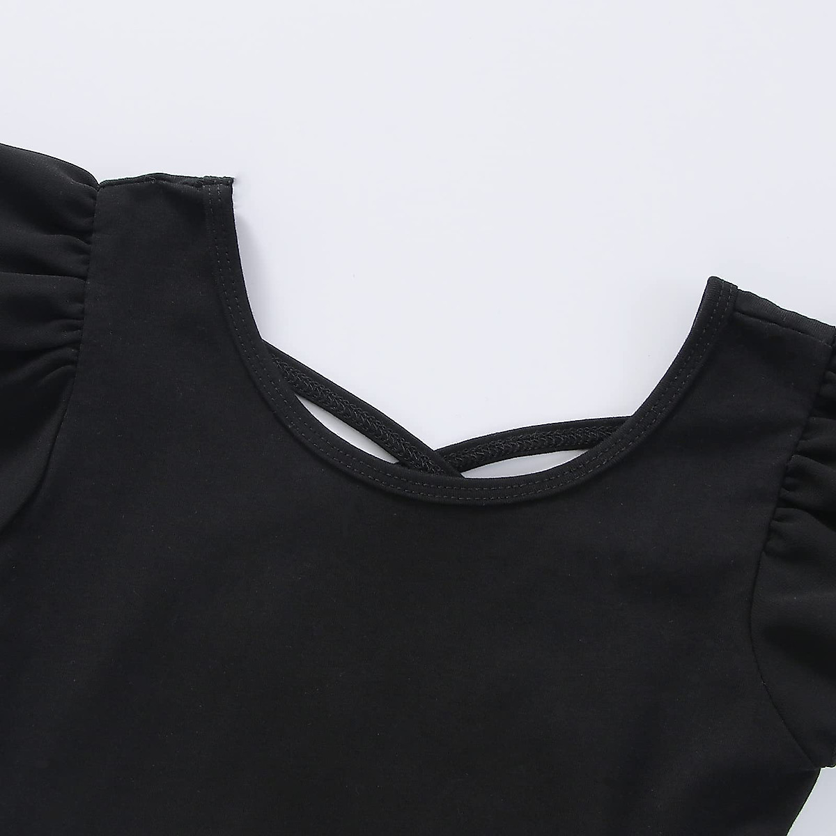 vivifayee Girls Ballet Leotards Dance Tutu Dress with Chiffon Bow Skirted Outfit X-Black