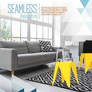 ISL Furnishings Zuho Stackable Stools, Set of 2 – Durable Plastic Stacking Chairs – Stack Stool Chair for Outdoor, Dining, Classroom, Kitchen, Counter, Flexible Seating, Space-Saver (Highlight-Yellow)