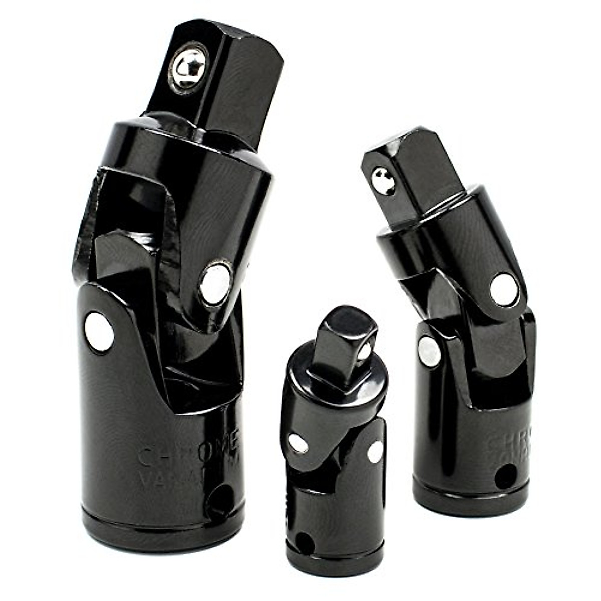 Bastex Black Complete Impact Universal Joint Set, Made of CR-V Steel. 3 Universal Joint Socket Piece Swivel Set. Wobble Elbow Extension Sets