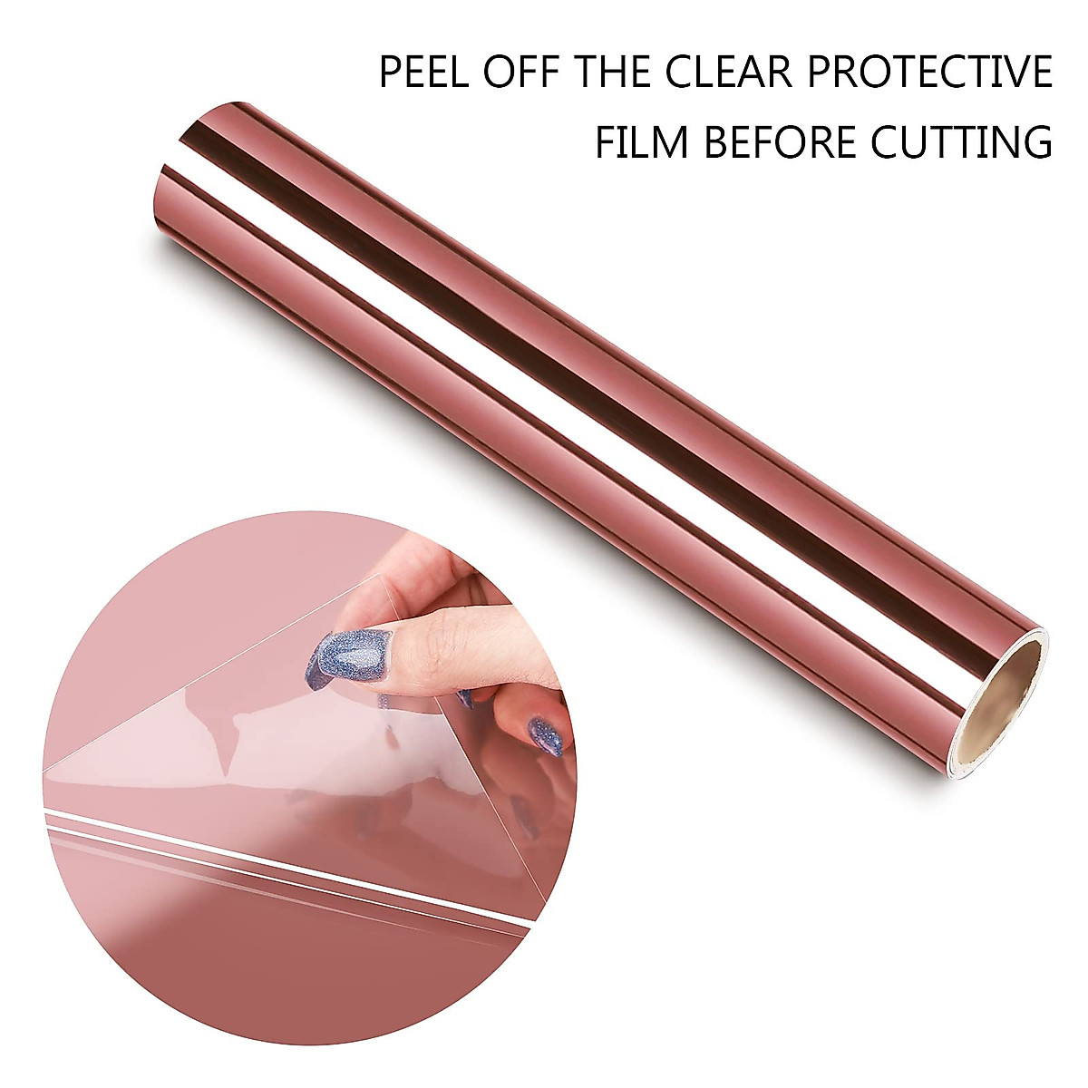 TECKWRAP Rose Gold Chrome Adhesive Craft Vinyl Roll 1ftx5ft