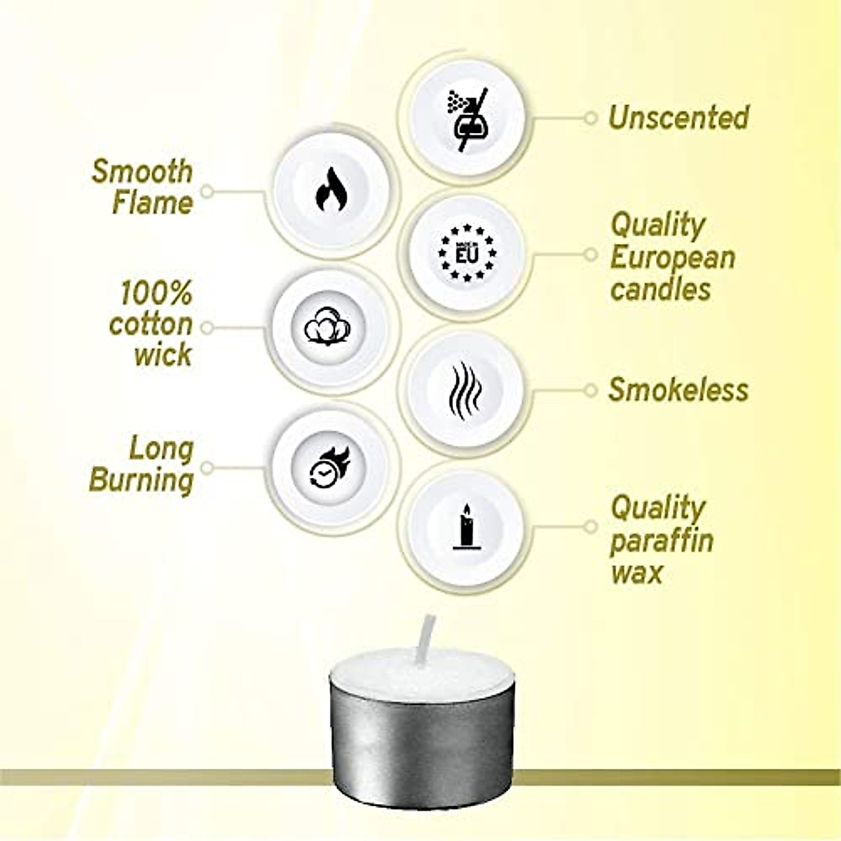 BOLSIUS 50 Unscented Tea Lights - 8 Hours Burn Time - Premium European Quality - Consistent Smokeless Flame - 100% Cotton Wick - Dinner, Wedding, Party, Restaurant, Spa, Church, & Home Décor Tealights