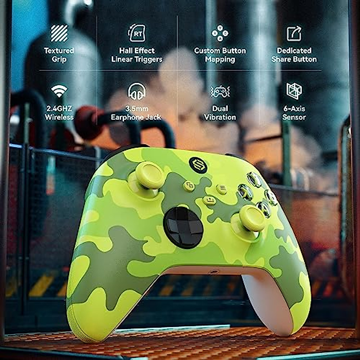 PPKKAI Controller with Wireless Adapter for Xbox One, Xbox Series X/S, Xbox One X/S, PC, 2.4GHZ Controller with 3.5mm Headphone Jack(Camo)