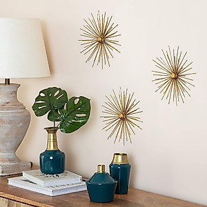 Fetco Habitat WA3718W Cabers SSilver Starbursts Metal Wall Art, Metallic 8.5" x 8.5"