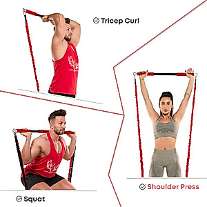 Resistance Band Bar for Fitness – Workout Bar for Exercise, Squat, Biceps, Triceps, Shoulders, Back – Adjustable 3 Parts Bar for Resistance Bands – Durable Portable Steel Pilates Resistance Bar