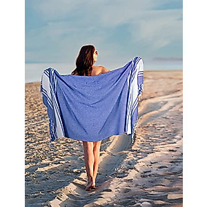 Goroly Home 2 Pack Cotton Beach Towel, Turkish Beach Towel, Gym Towels, Turkish Peshtemal Towels, Pestemal Towels, Thin Camping Bath, Pool Blanket, Fouta Towels 100% Cotton- 36x71 Inch - Royal Blue