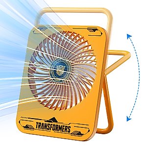 XINGLINSHOE battery powered fan 2000mAH 180° Adjustable small desk fan battery powered 3 Speeds Strong slim usb fan for Office,Bedroom,Home,Desktop,Camping(Yellow)