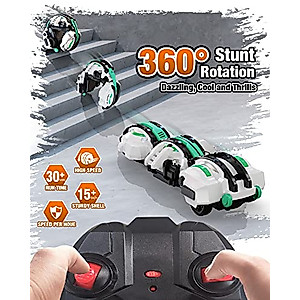 BAZADER RC Cars with LED Lights - Remote Control Car Snake 360° Roll Toys, Birthday for Kids Age 7 8 9 10 11+ Year Old, 2 Batteries 30+min, Indoor/Outdoor Toys for 6-12 yr Teen Boys
