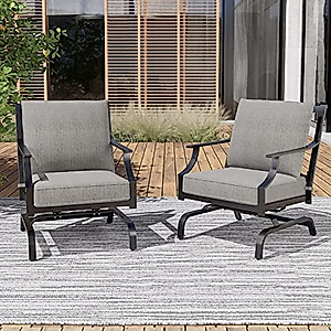 Grand patio 2 PCS Patio Furniture Sets Patio Chair Set Metal K/D Chat Set with Grey Cushions,Matched with Different Types of Tables