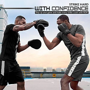 RDX Bag Gloves Boxing Punching Mitts, Maya Hide Leather, Padding, Ventilated Palm, MMA Heavy Punch Training, Muay Thai Kickboxing Focus Pads Double End Speed Ball Workout, Adult Men Women
