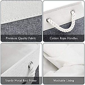 WISELIFE Storage Basket Bins [3-Pack] - Large Collapsible Storage Cubes Organizer for Shelf Closet Bedroom, Perfect Storage Box with Handles（Grey Patchwork, 15" x 11" x 9.5"）