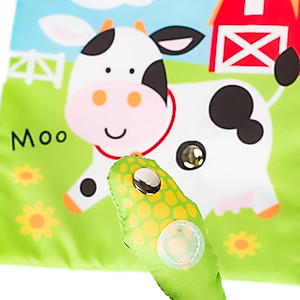 DEMDACO Happy Barnyard Friends Corn Rustic Red Children's Musical Soft Book Toy