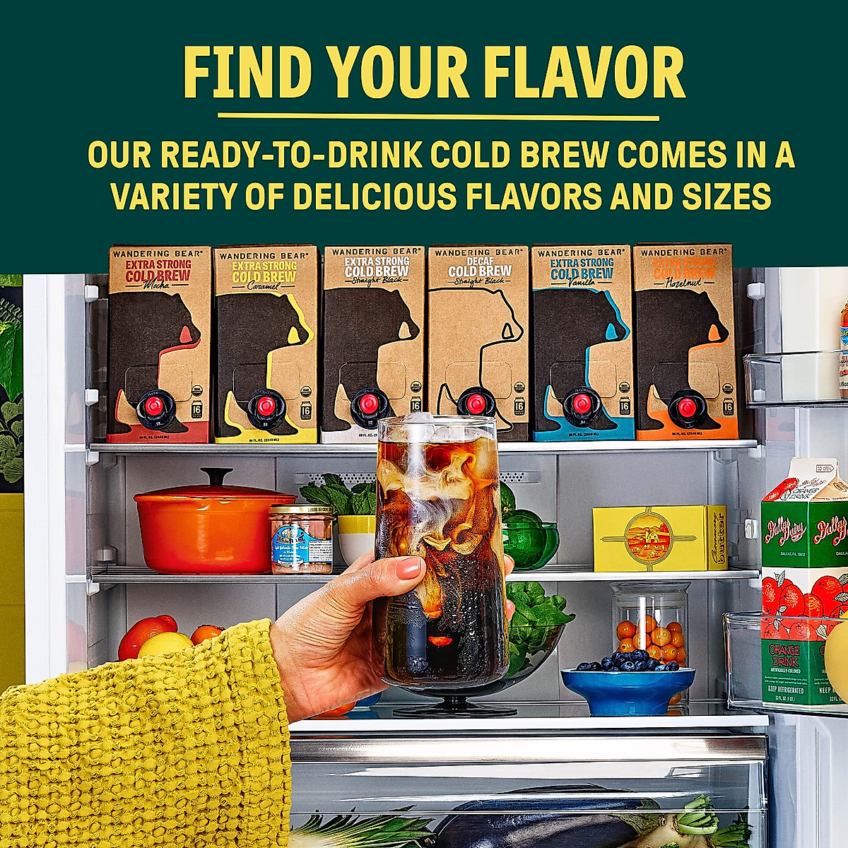 Wandering Bear Organic Straight Black Cold Brew Coffee On-the-Go, Iced Coffee, 11 fl oz, 1 pack - Extra Strong, Smooth, Organic, Unsweetened, Shelf-Stable, Ready to Drink, Cold Coffee, Cold Brewed Coffee