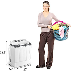 MamaHome DF-X3636-White w/Wash and Spin Cycle, Built-in Gravity Drain, XPB36-1288B36-White, White