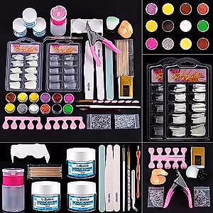 Acrylic Nail Kit, Nail Kit Set, Professional Nail Beginner Kit, 12 Glitter Acrylic Powder, Nail Art Tip, DIY Tool, Nail Supplie, Everything Acrylic Nail Brush Nail Art Supplie, Nail Tip for Beginner