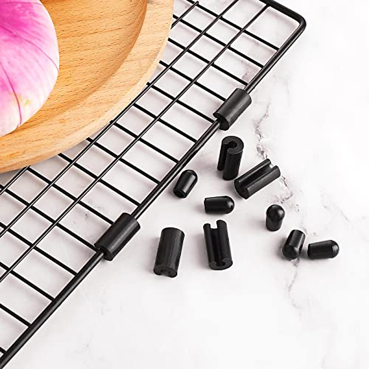 Grevosea 60 Pieces Rubber Feet for Sink Grid Kitchen Sink Rack Feet Quality Durable Kitchen Sink Rack Rubber Feet Black Grid Protector Replacement for Kitchen Sink Grid
