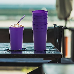 Fasmov 30 Pack 16 oz. Plastic Cups Plastic Tumblers Blank Reusable Drink Tumblers for Parties, Events, Marketing, Weddings, Purple