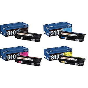Brother TN-310BK TN-310C TN-310M TN-310Y DCP-9050 9055 9270 HL-4140 4570 MFC-9460 9560 9970 Toner Cartridge Set (Black Cyan Magenta Yellow, 4-Pack) in Retail Packaging