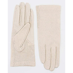 Lovful Womens Sunscreen Gloves UV Sun Lightweight Cotton Touch Screen Driving Gloves,Beige