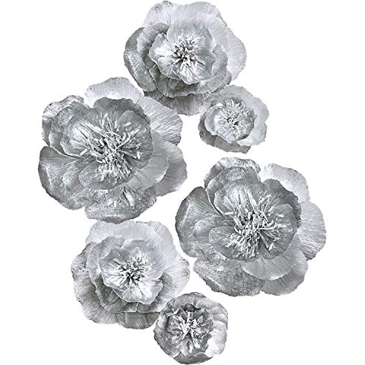 Letjolt Artificial Paper Flower Decorations for Wall Wedding Backdrop Birthday Party Baby Shower Bridal Shower Nursery Wall Decor(Silver Set 6)