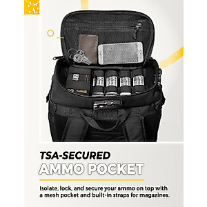 TradeSmart Range Backpack for Handguns, Ammo & Shooting Gear with 3 Lockable Compartments, Ear & Eye Protection Kit Optional
