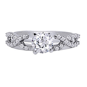 0.38 Carat Round White Cubic Zirconia Infinity Enhancer Guard Ring 14K White Gold Over Sterling Silver Ring Size- 5.5