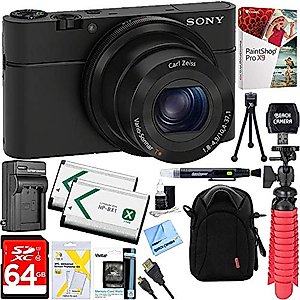 Sony Cyber-Shot DSC-RX100 Digital Camera + 64GB SDXC Memory Dual Battery Kit + Accessory Bundle
