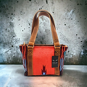 Southwestern Handwoven Wool Leather Boho Tote Western Handbag (Sedona)