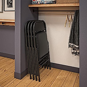 CoscoProducts COSCO Essentials Vinyl Padded Seat & Back Folding Chair, Double Braced, 4 Pack, Black