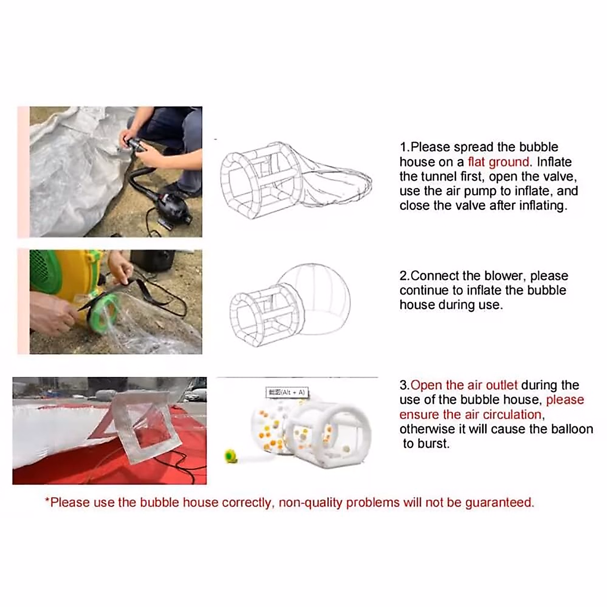 ROOMEDAL Inflatable Clear Bubble House for Kid Adult Balloon Transparent Inflatable Bubble Tent Dome with Blower,Luxury 10ft Diameter Bubble House,6ft Tunnel for Home Outdoor Backyard Party Stargazing