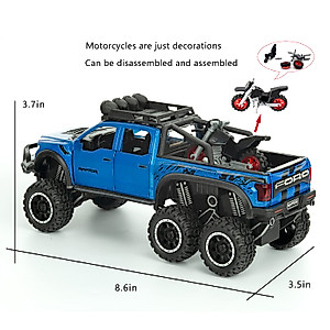 SASBSC F-150 Pickup Truck Toy Refitted 6x6 Off-Road Model Truck 1/24 Scale Die-Cast Metal Toy Car (Blue)