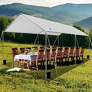 Outdoor Adjustable 10x20 ft Heavy Duty Carport, Grey